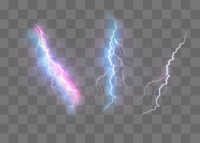 A Set of Lightning Magic and Bright Light Effects. Vector Illustration ...