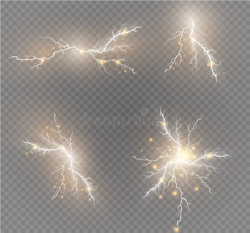 A Set of Lightning Magic and Bright Light Effects. Vector Illustration ...