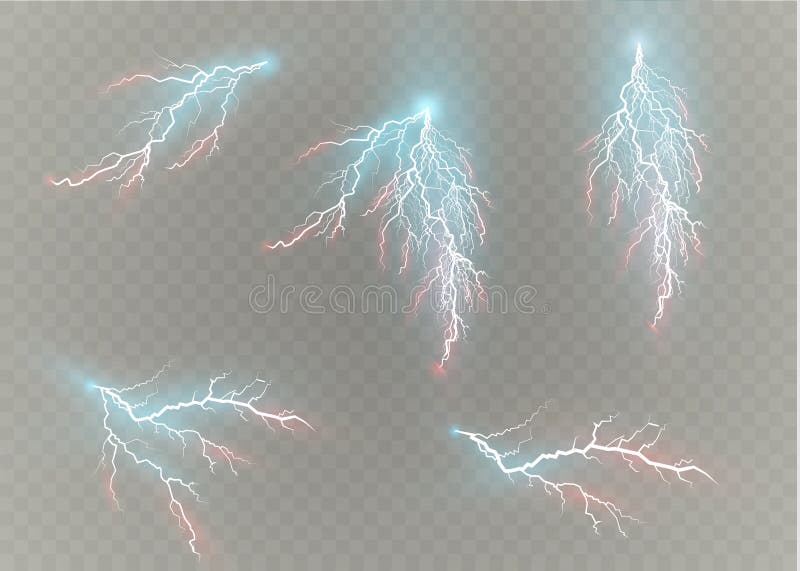 A Set of Lightning Magic and Bright Light Effects. Vector Illustration ...