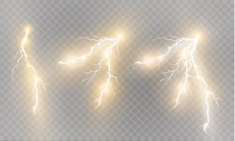 A Set of Lightning Magic and Bright Light Effects. Vector Illustration ...