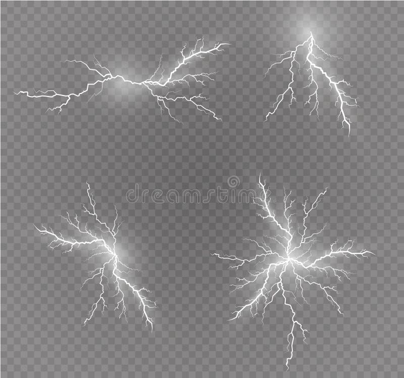 A Set of Lightning Magic and Bright Light Effects. Vector Illustration ...
