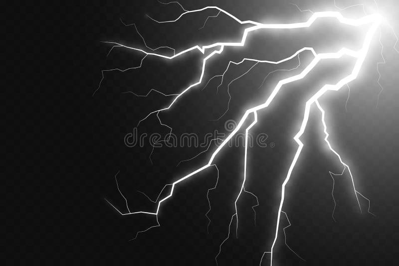 Set of Lightning Magical and Bright Light Effect. Thunderstorm with ...