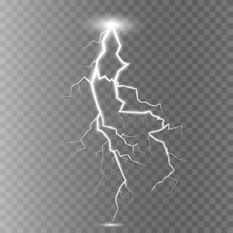 Set of Lightning Magical and Bright Light Effect. Thunderstorm with ...