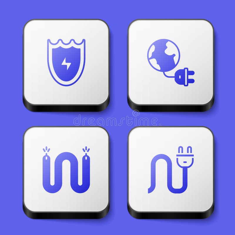 Set Lightning and Shield, Global Energy Planet with Plug, Electric ...