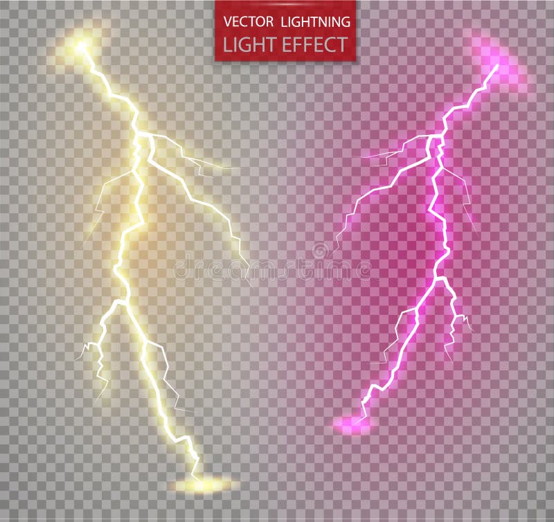 Set of Lightnings. Magic and Bright Lighting Effects Stock Illustration ...