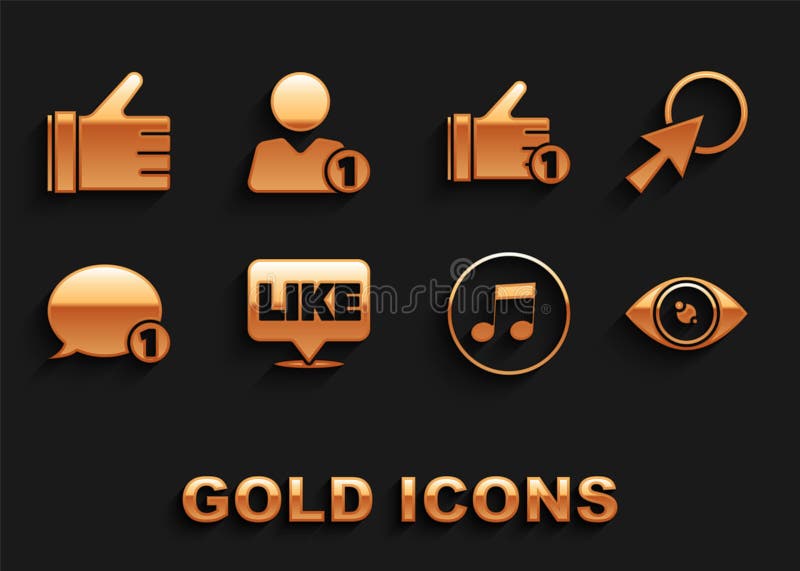 Set Like in Speech Bubble, Arrow Cursor, Eye, Music Note, Tone, Speech ...