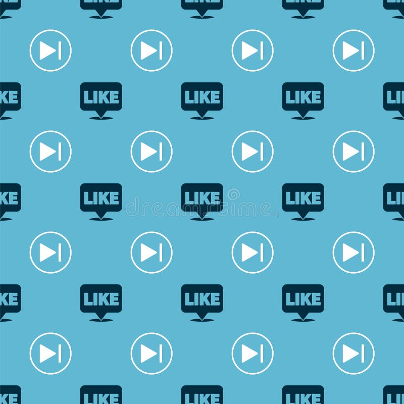 Set Like in Speech Bubble and Fast Forward on Seamless Pattern. Vector ...