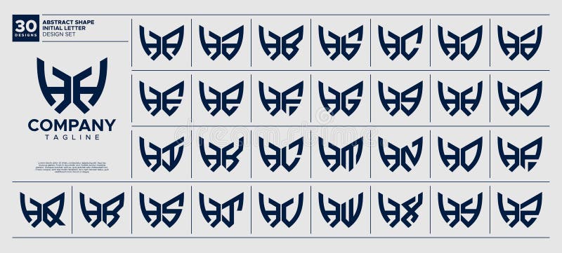 Set of Line Abstract Shape Acronym Letter H HH Logo Design Stock Vector ...