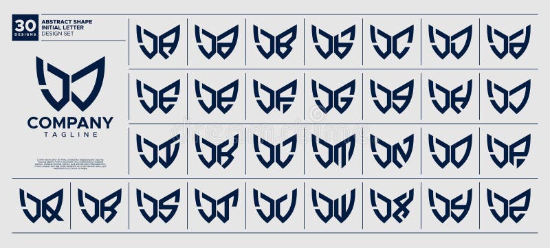 Set of Line Abstract Shape Acronym Letter J JJ Logo Design Stock Vector ...