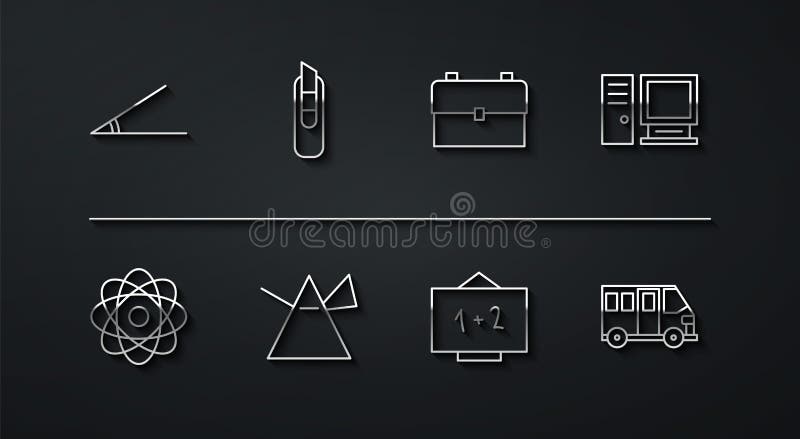 Set Line Acute Angle, Atom, Computer Monitor, Chalkboard, Light Rays in ... Set Line Acute Angle, Atom, Computer Monitor, Chalkboard, Light Rays in ...