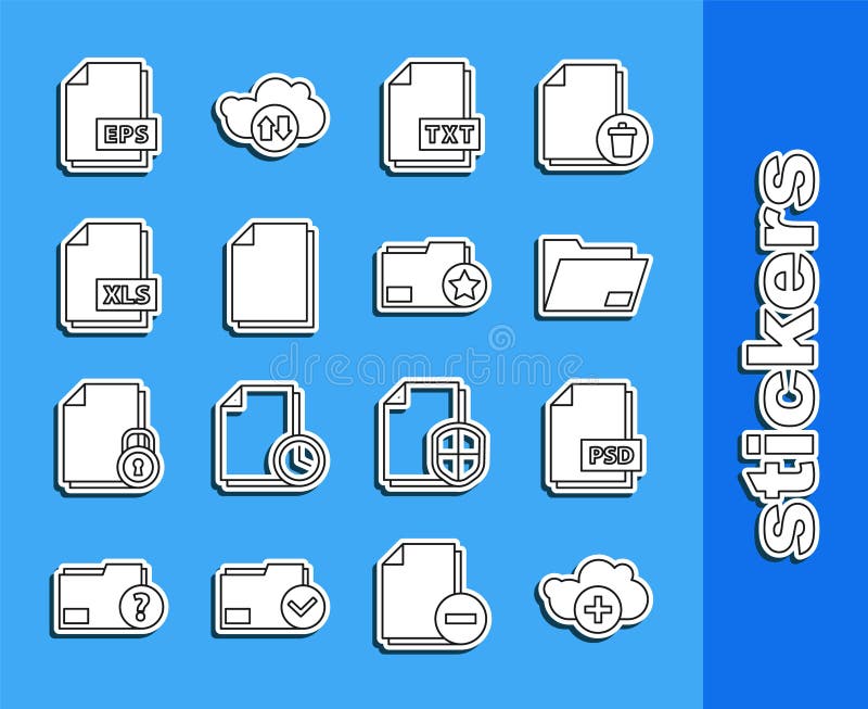 Set Line Add Cloud, PSD File Document, Document Folder, TXT, XLS, EPS ... Set Line Add Cloud, PSD File Document, Document Folder, TXT, XLS, EPS ...