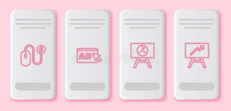 Set Line Advertising, , Board with Graph Chart and . White Rectangle ...