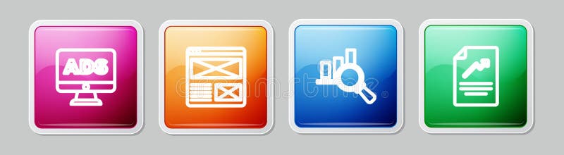 Set Line Advertising, Browser Window, Magnifying Glass and Analysis and ...