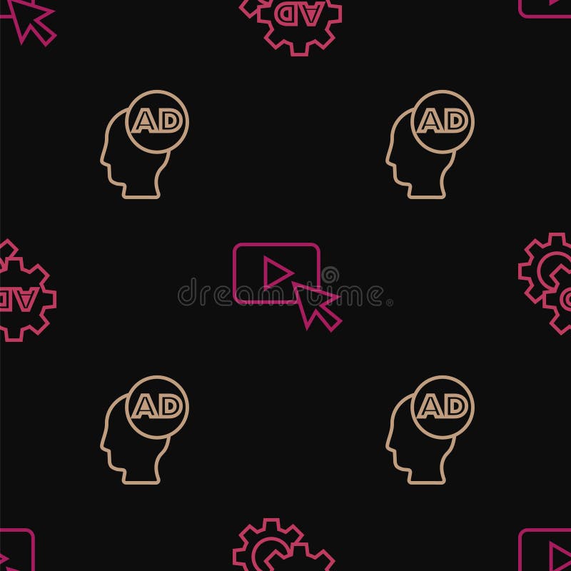 Set Line Advertising, and on Seamless Pattern. Vector Stock Vector ...