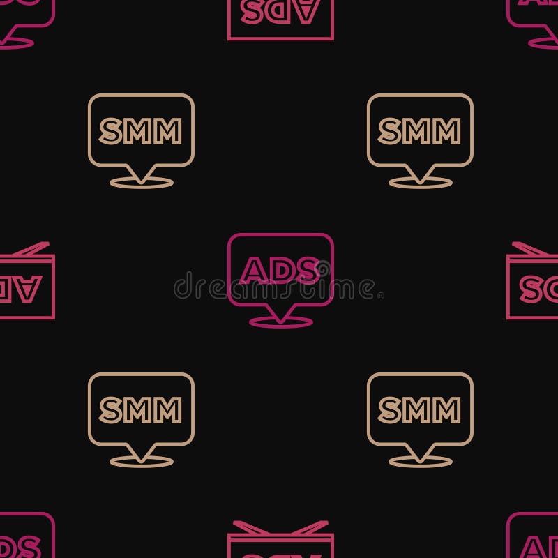 Set Line Advertising, Social Media Marketing and on Seamless Pattern ...