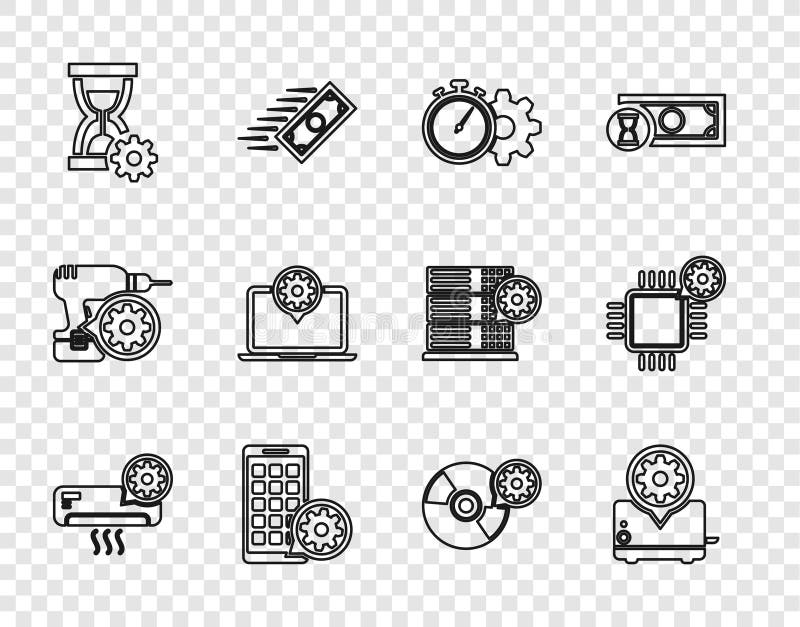 Set Line Air Conditioner Setting, Toaster, Time Management, Mobile Apps ... Set Line Air Conditioner Setting, Toaster, Time Management, Mobile Apps ...