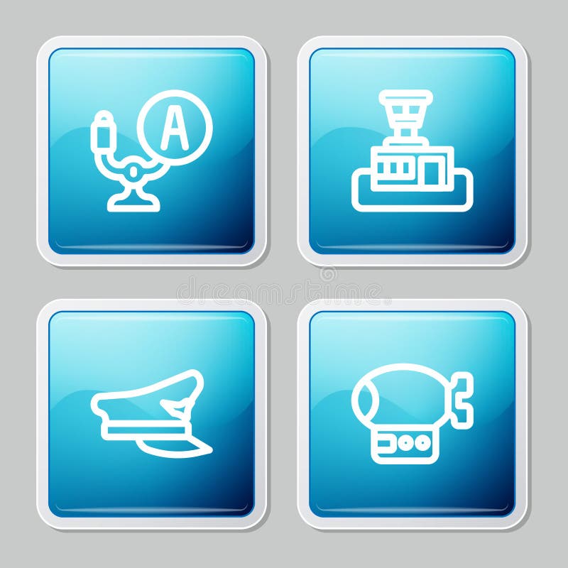 Set Line Aircraft Steering Helm, Airport Control Tower, Pilot Hat and ...