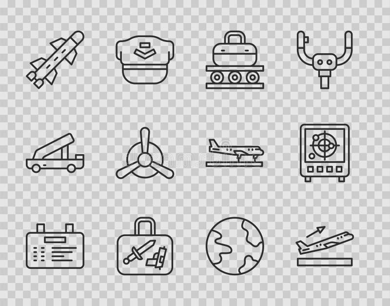 Set Line Airport Board, Plane Takeoff, Conveyor Belt with Suitcase ... Set Line Airport Board, Plane Takeoff, Conveyor Belt with Suitcase ...