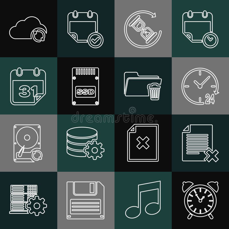 Set Line Alarm Clock, Delete File Document, Clock 24 Hours, Waiting ... Set Line Alarm Clock, Delete File Document, Clock 24 Hours, Waiting ...