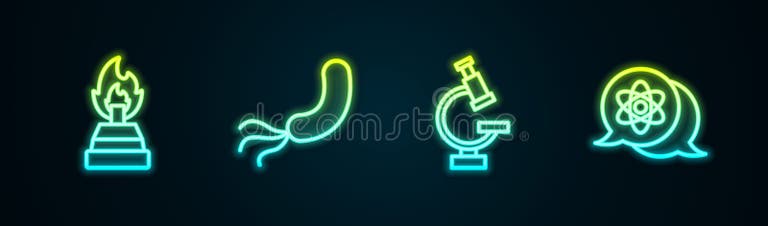 Set Line Alcohol or Spirit Burner, Bacteria, Microscope and Atom ...