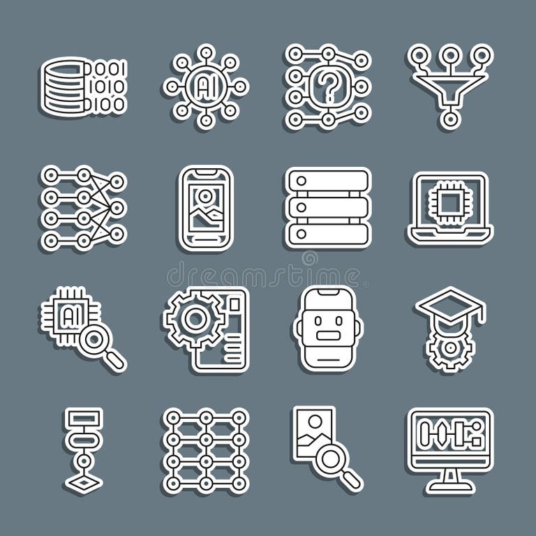 Set Line Algorithm, Graduation Cap, Processor CPU, Neural Network ...