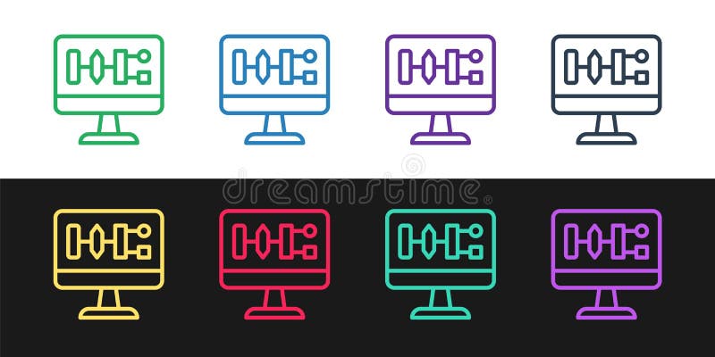 Set Algorithm Icon Isolated on Blue and White, Black Background ...