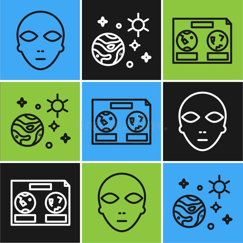 Set Line Alien, Celestial Map of the Night Sky and Space and Planet ...