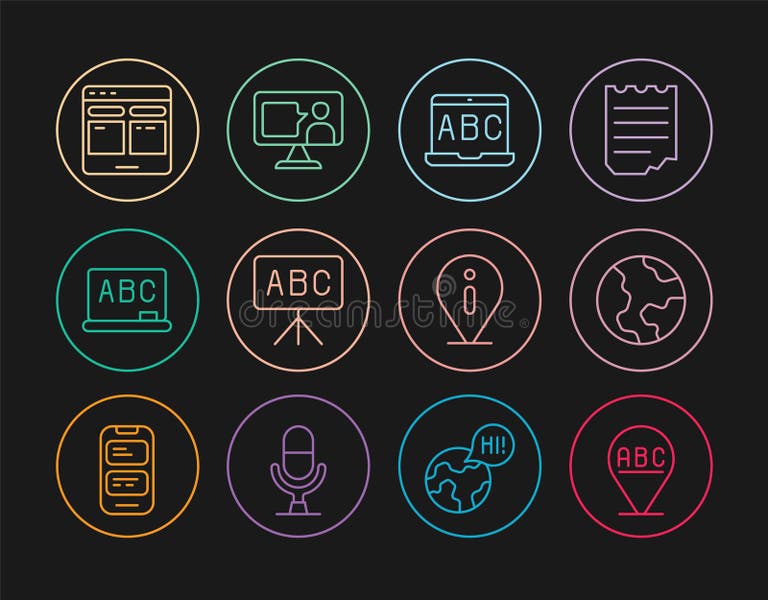 Set Line Alphabet, Earth Globe, Foreign Language Online Study ...
