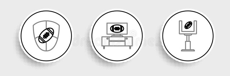 Set Line American Football Goal Post and Football Ball, Football Shield ...