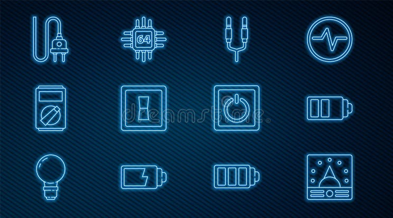 Set Line Ampere Meter, Multimeter, Voltmeter, Battery Charge Level ...