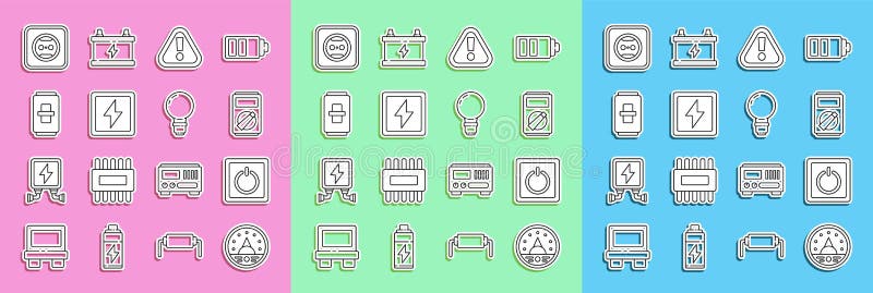 Set Line Ampere Meter, Multimeter, Voltmeter, Electric Light Switch ...