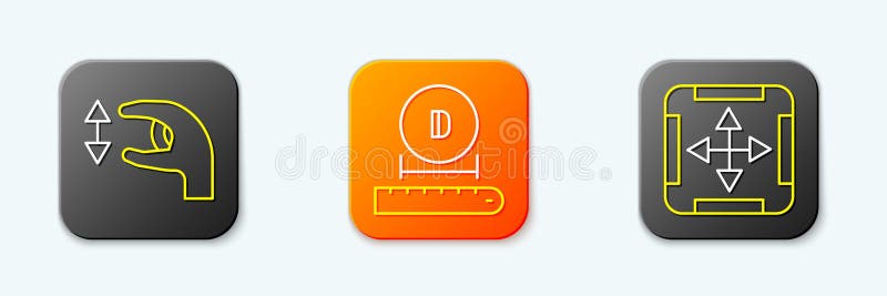 Set Line Approximate Measurements, Diameter and Area Icon. Vector Stock ...