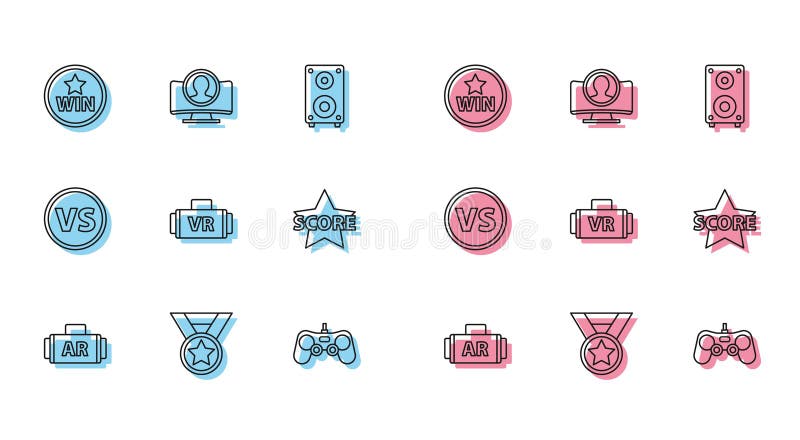 Set Line Ar, Augmented Reality, Medal, Gamepad, Virtual Glasses, Star ... Set Line Ar, Augmented Reality, Medal, Gamepad, Virtual Glasses, Star ...