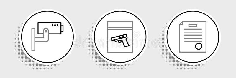 Set Line the Arrest Warrant, Security Camera and Evidence Bag and ...