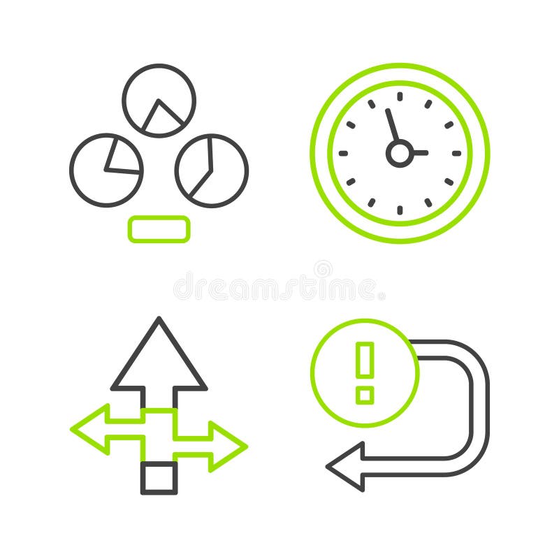 Set Line Arrow, Clock and Pie Chart Infographic Icon. Vector Stock Illustration - Illustration ...