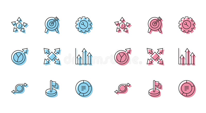Set Line Arrow, Flag, Many Ways Directional Arrow, Pie Chart ...