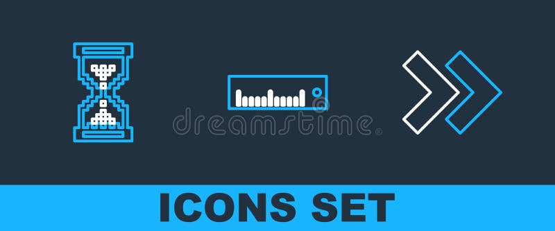 Set Line Arrow, Hourglass Pixel and Ruler Icon. Vector Stock Vector ...
