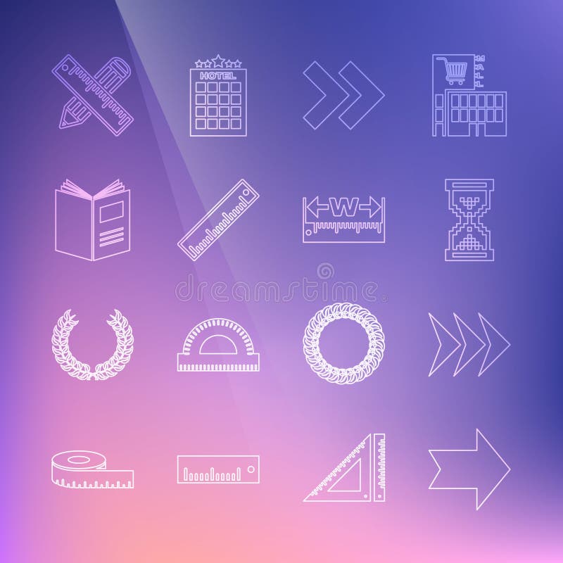 Set Line Arrow, Hourglass Pixel, Ruler, Open Book, Crossed Ruler and ... Set Line Arrow, Hourglass Pixel, Ruler, Open Book, Crossed Ruler and ...