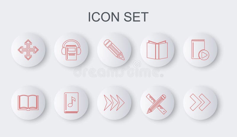 Set Line Arrow, Open Book, Pencil, Crossed Ruler and Pencil, Pixel ... Set Line Arrow, Open Book, Pencil, Crossed Ruler and Pencil, Pixel ...