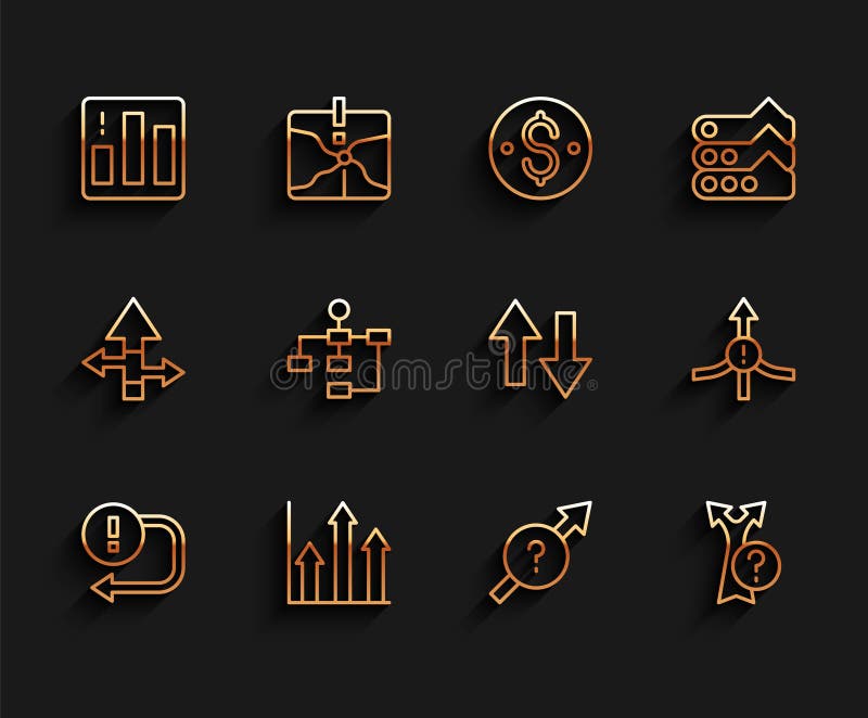 Set Line Arrow, Pie Chart Infographic, Hierarchy Organogram, and Icon. Vector Stock Vector ...