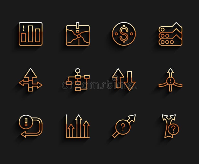 Set Line Arrow, Pie Chart Infographic, Hierarchy Organogram, and Icon ...