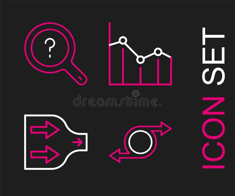 Set Line Arrow, Pie Chart Infographic and Unknown Search Icon. Vector Stock Vector ...