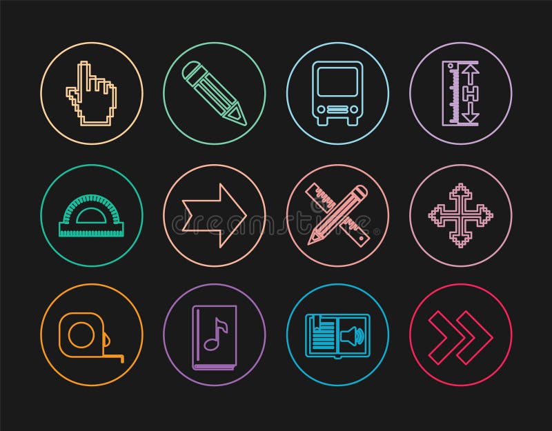 Set Line Arrow, Pixel Arrows in Four Directions, Bus, Protractor Grid ... Set Line Arrow, Pixel Arrows in Four Directions, Bus, Protractor Grid ...