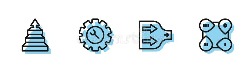 Set Line Arrow, Pyramid Chart Infographics, Wrench and Gear and ...