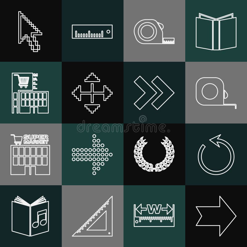 Set Line Arrow, Refresh, Roulette Construction, Pixel Arrows in Four ...