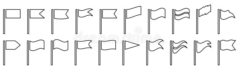 Set of line art flag icons stock vector. Illustration of mark - 233275974