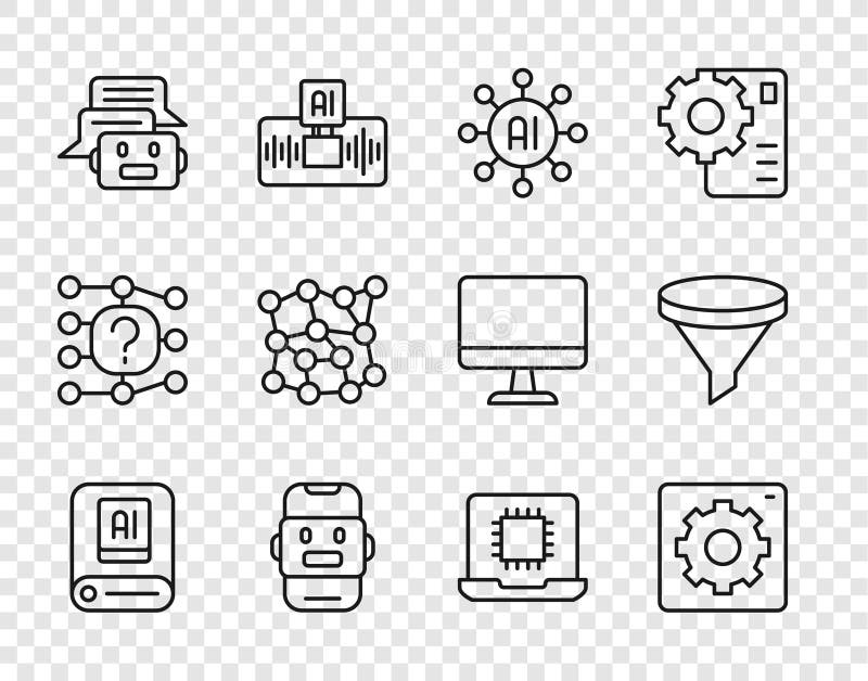 Set Line Artificial Intelligence AI, Computer Api Interface, Neural ... Set Line Artificial Intelligence AI, Computer Api Interface, Neural ...