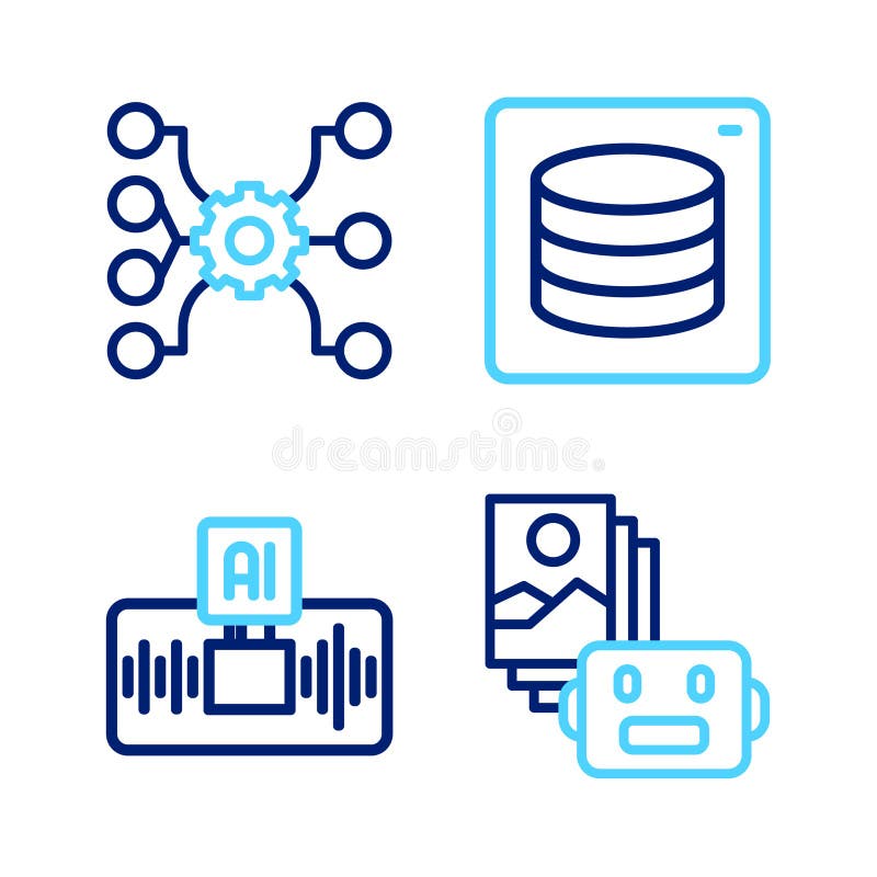 Set Line Artificial Intelligence Robot, AI, Server, Data and Neural ... Set Line Artificial Intelligence Robot, AI, Server, Data and Neural ...