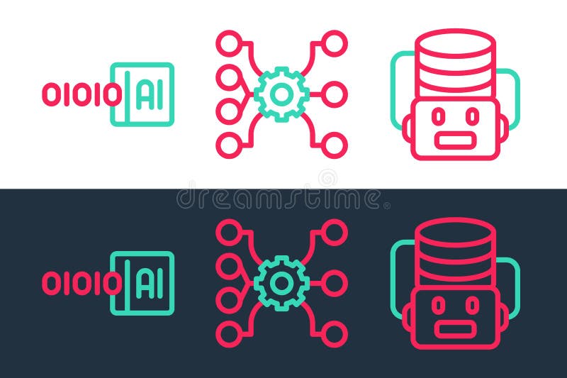 Set Line Artificial Intelligence Robot, Binary Code and Neural Network ... Set Line Artificial Intelligence Robot, Binary Code and Neural Network ...
