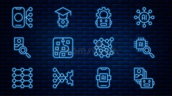 Set Line Artificial Intelligence Robot, Processor CPU, Robot Setting, Neural Network, Photo ...